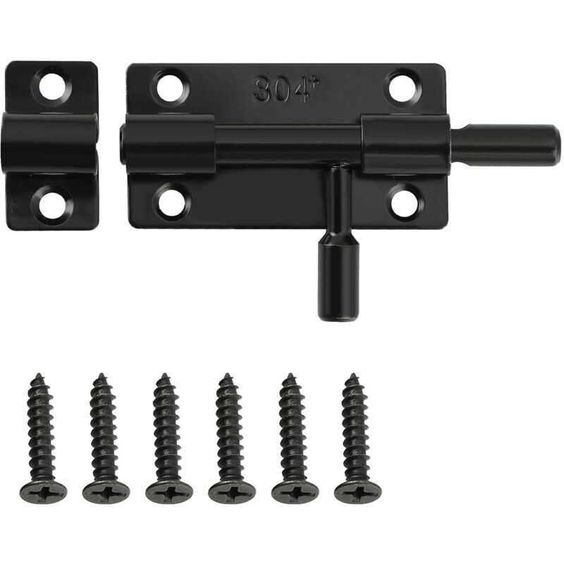 Loquet porte noir acier SUS304, verrou exterieur coulissant. Pour ...