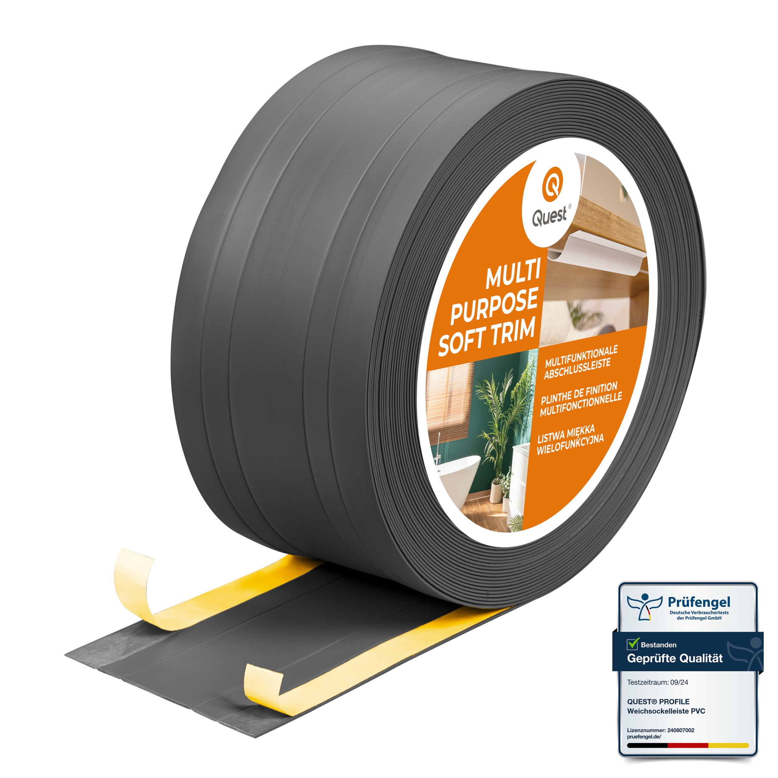 QUEST Plinthe de finition W4 en PVC 2-en-1 110mm, 20m, baguette ...