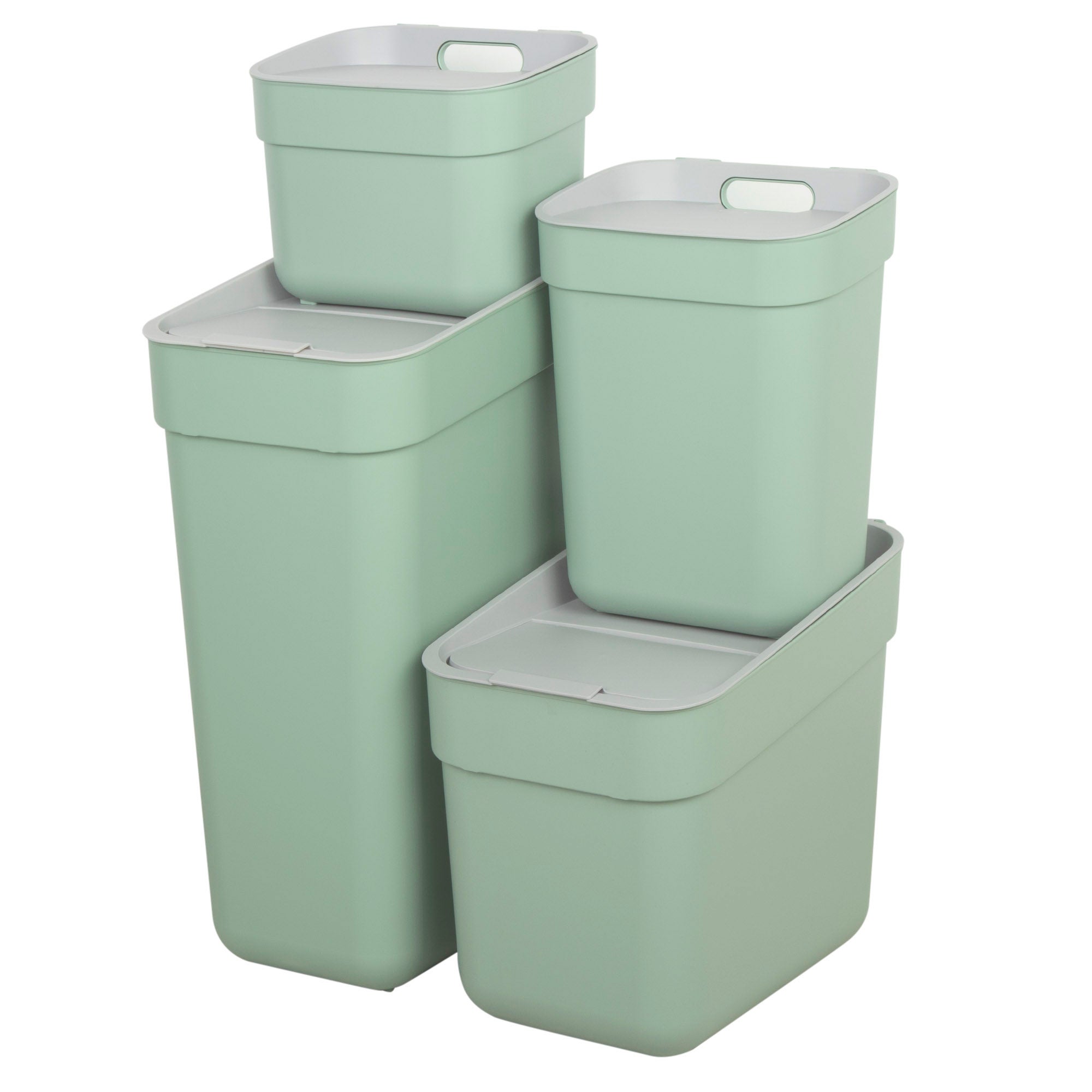 Curver Pack 4 cubos de reciclaje Ready To Collect (30L + 20L + 10L + 5L) verde | Leroy Merlin
