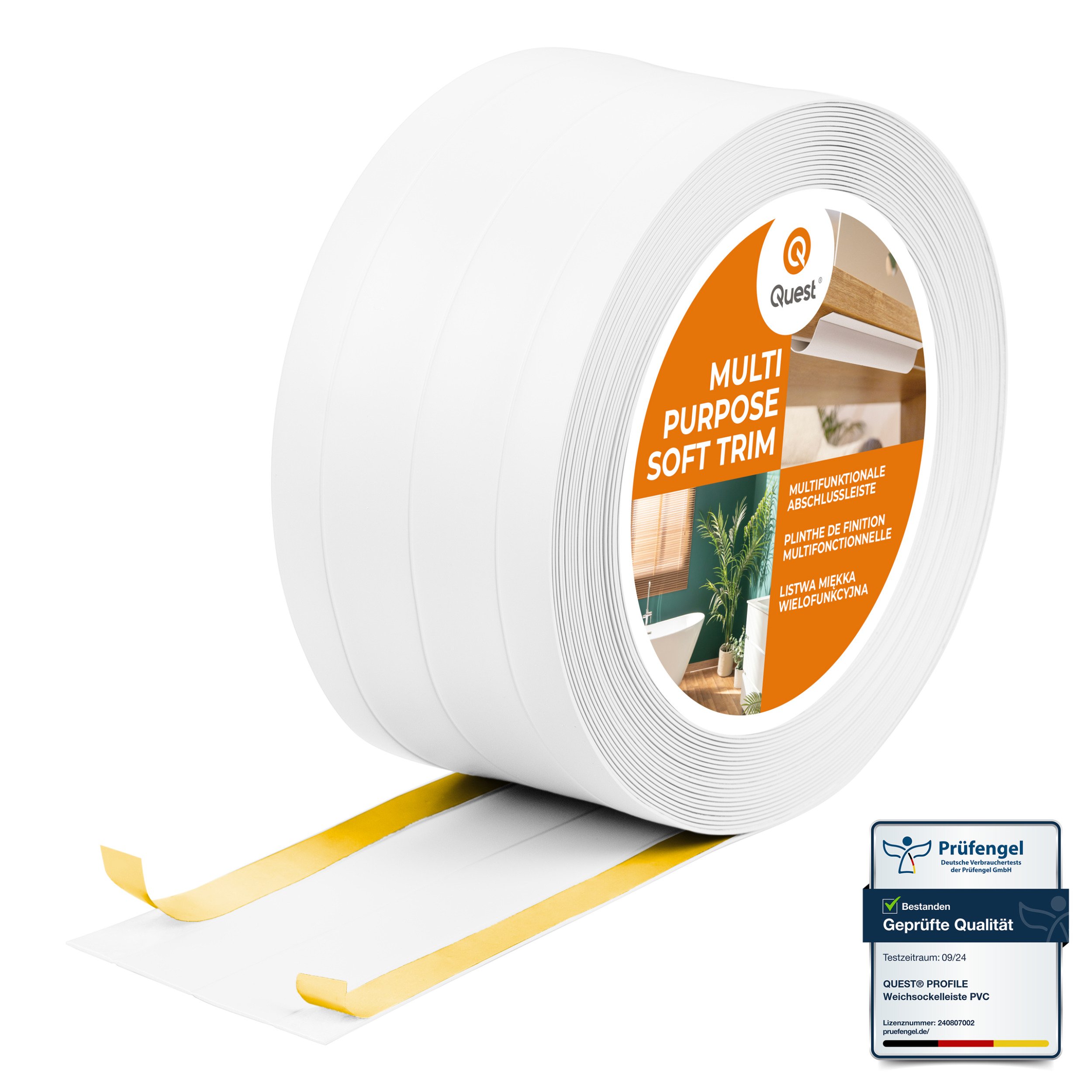 QUEST Plinthe de finition W3 en PVC 4-en-1 120mm, 20m, baguette ...