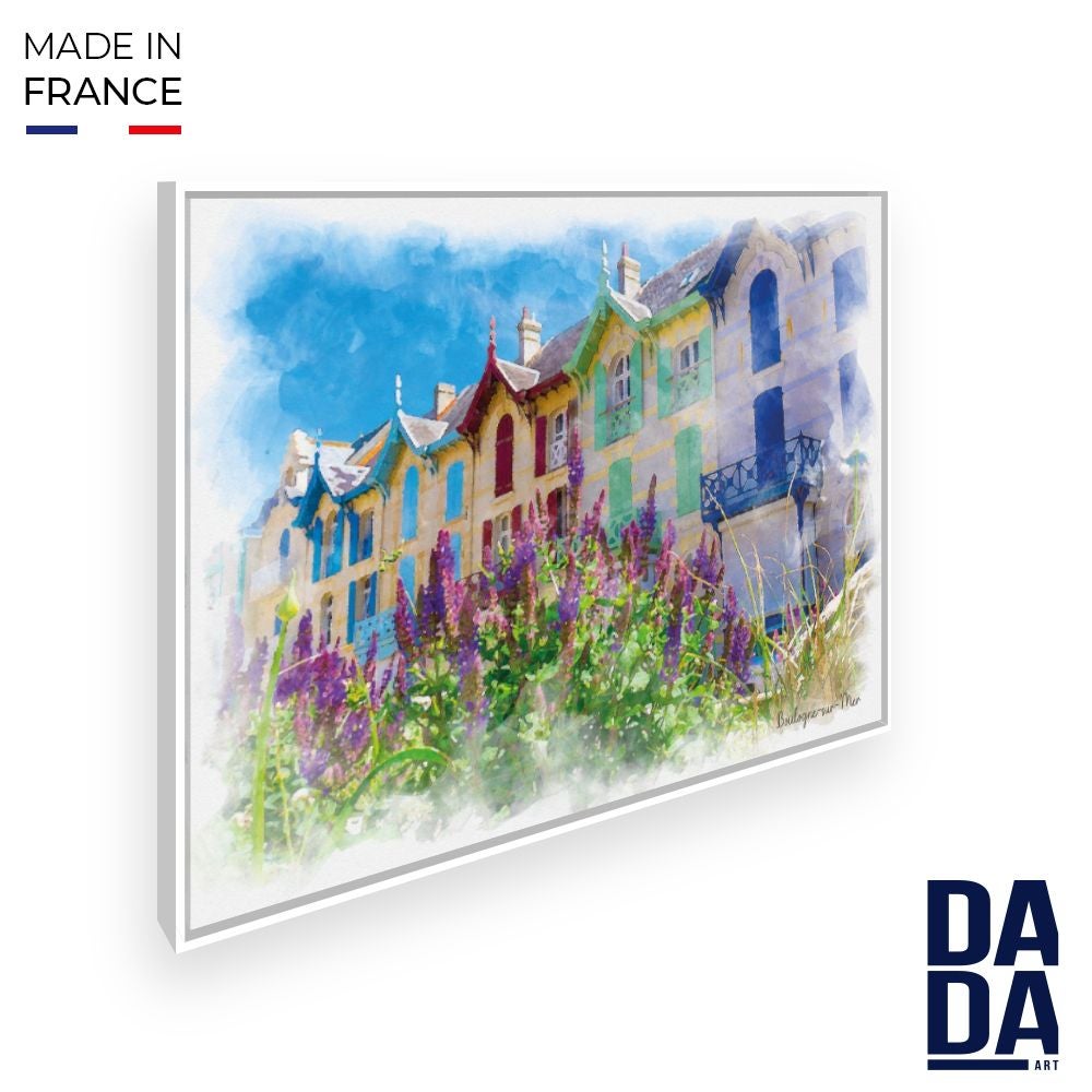 Tableau Maisons colorées de Boulogne-sur-Mer / 45x60cm / Cadre Blanc ...