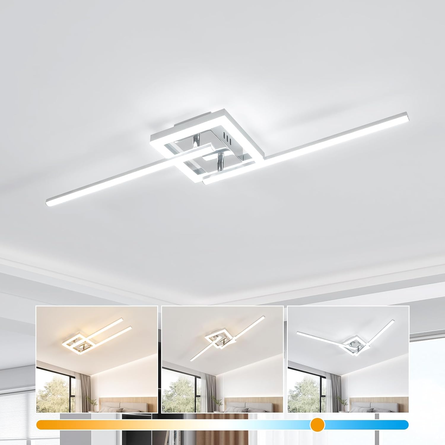 COMELY Lámpara de techo LED regulable,luz de techo ondulada giratoria ...