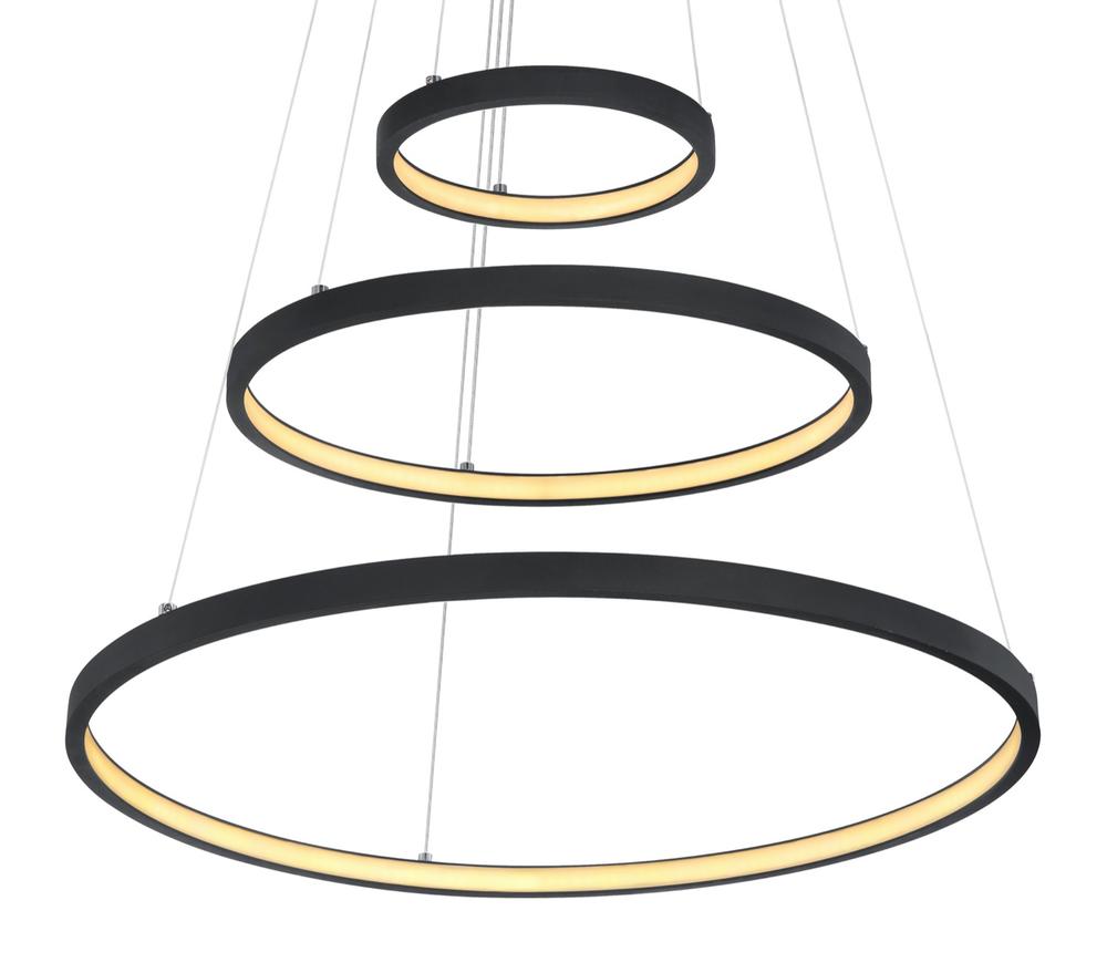 Moderne hanglamp met drie LED ringen | Ø 51CM | Zwart | Woonkamer ...