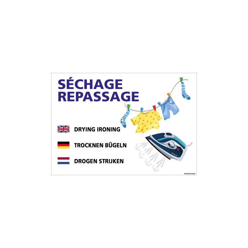 PANNEAU SECHAGE / REPASSAGE (H0436) 210 x 150 mm Matière PVC | Leroy Merlin