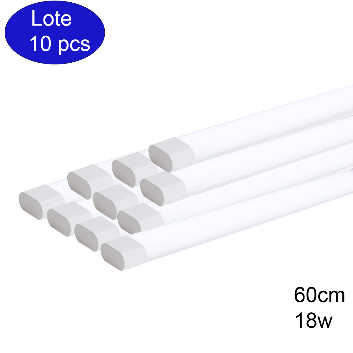 Pack de 10 luminaires LED linéaires 18W 60cm 6000K Blanc Froid, design ...