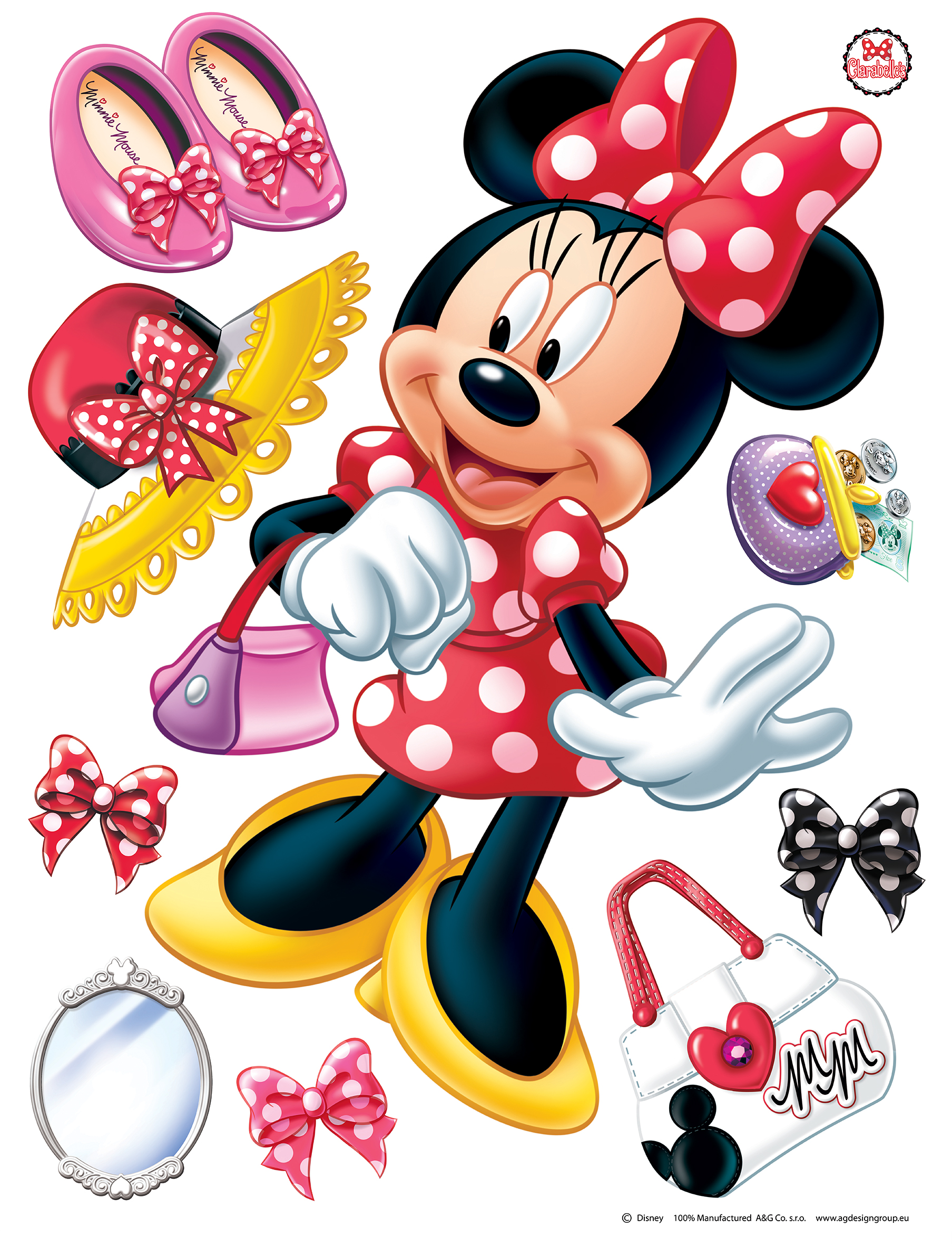 Sticker Décoratif Minnie Mouse rouge, blanc et jaune - 85 x 65 cm ...