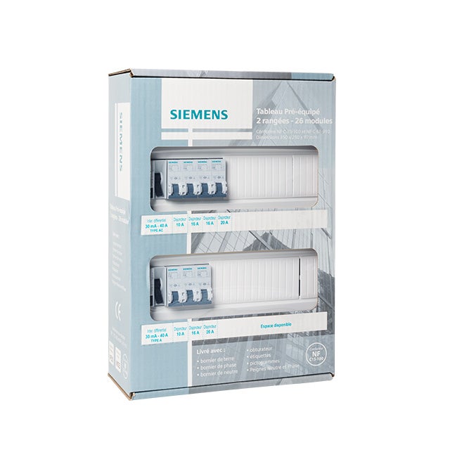Tableau électrique prééquipé Siemens, 2 rangées 26 modules, 7 ...