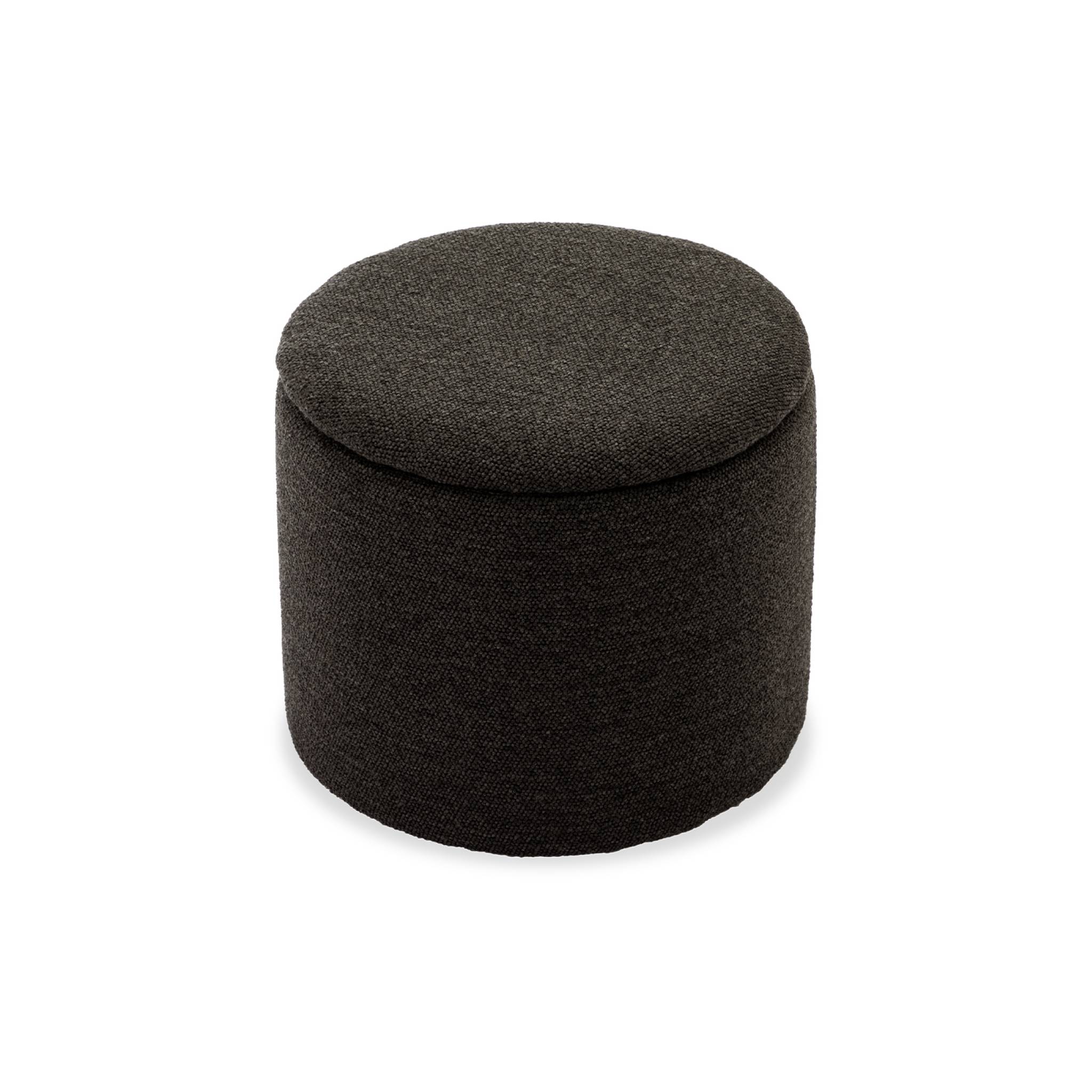Pouf gris en tissu avec rangement pour coussins ou plaids STOOL | Leroy ...