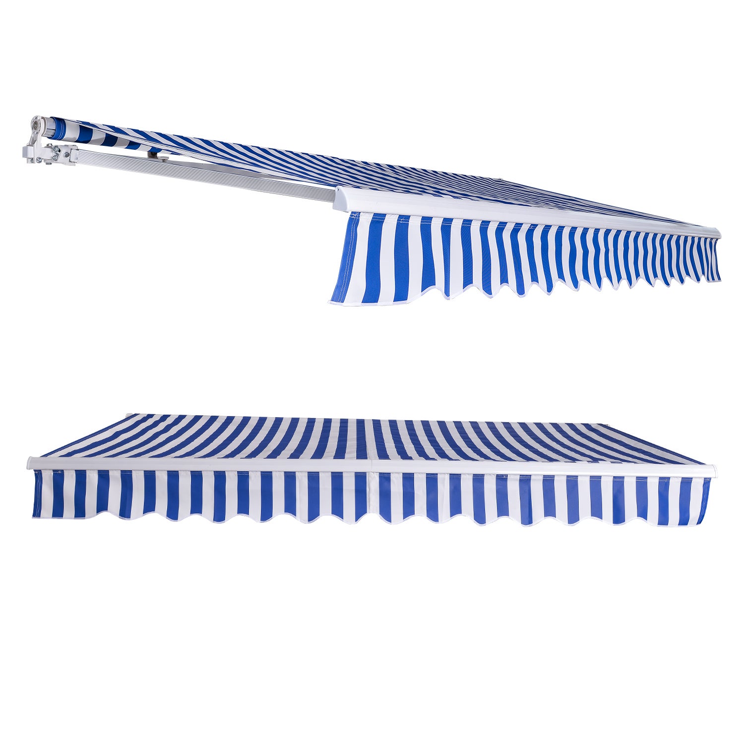 Store Banne Manuel 350 x 300 cm Bleu Blanc Store extérieur pour montage ...
