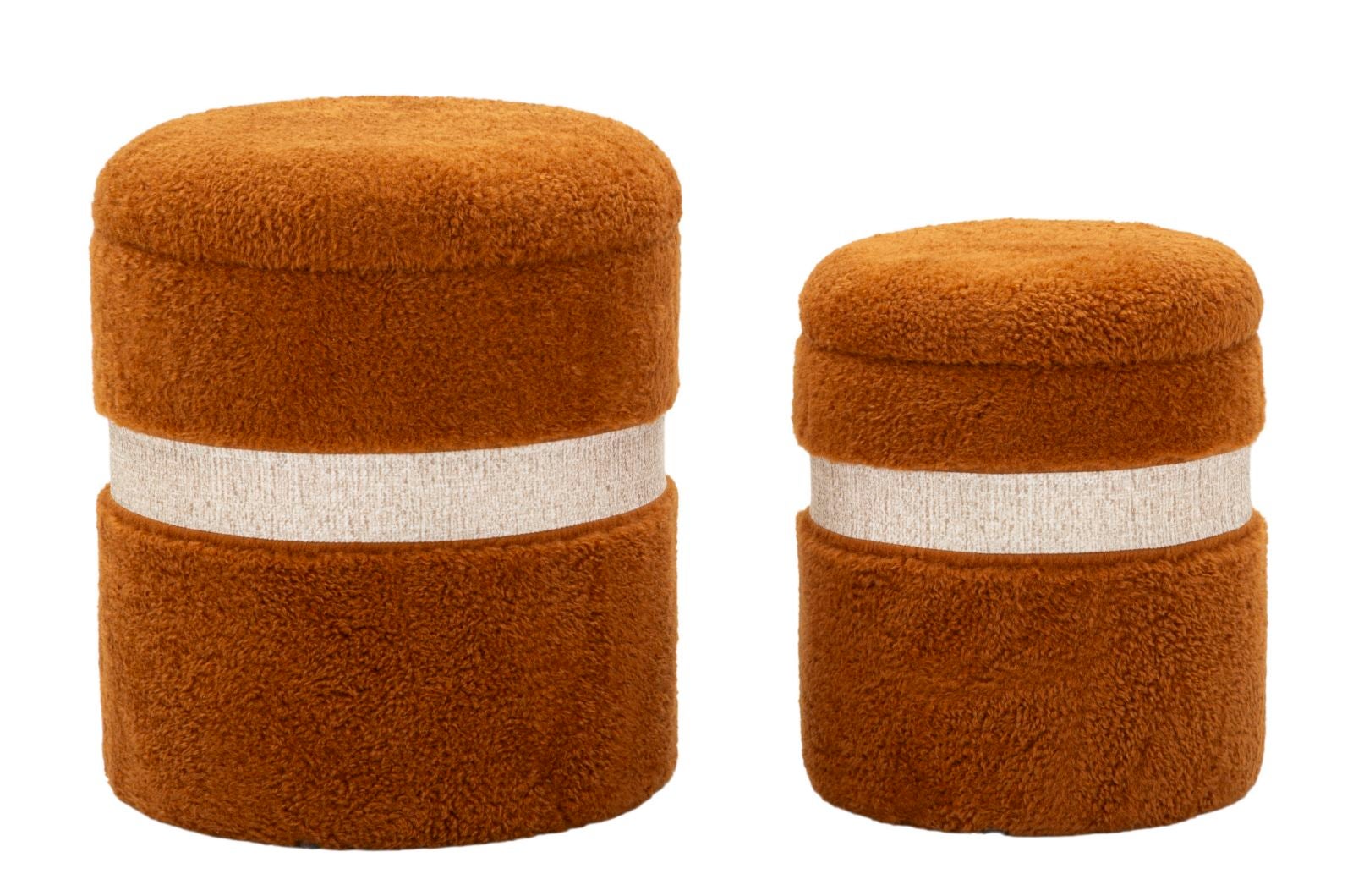Puf con contenedor marrón juego de 2 piezas cm ø 40x47-32x38 | Leroy Merlin