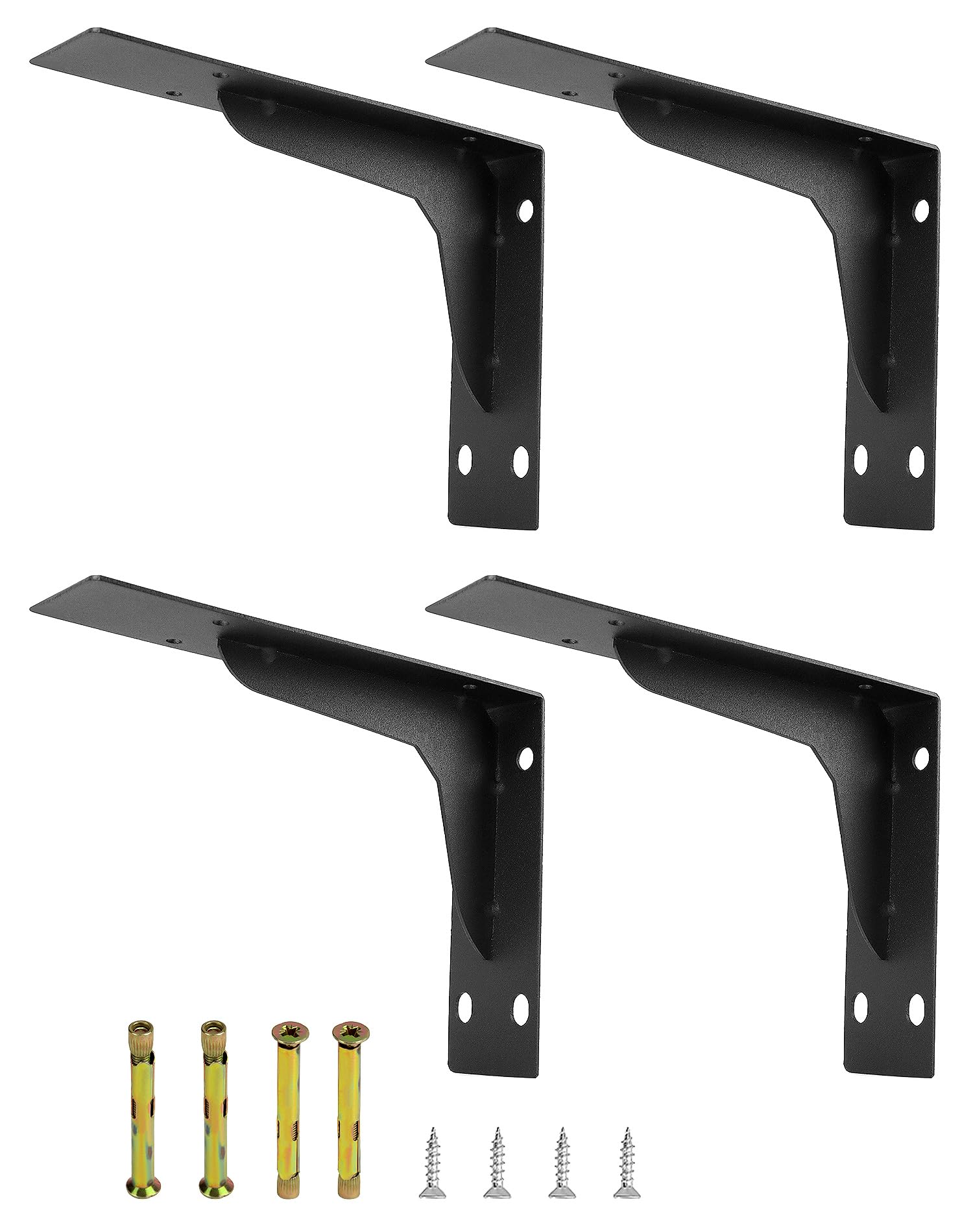 QWORK 4 Pezzi staffe per mensole pesanti - 190 x 145 mm - acciaio ...