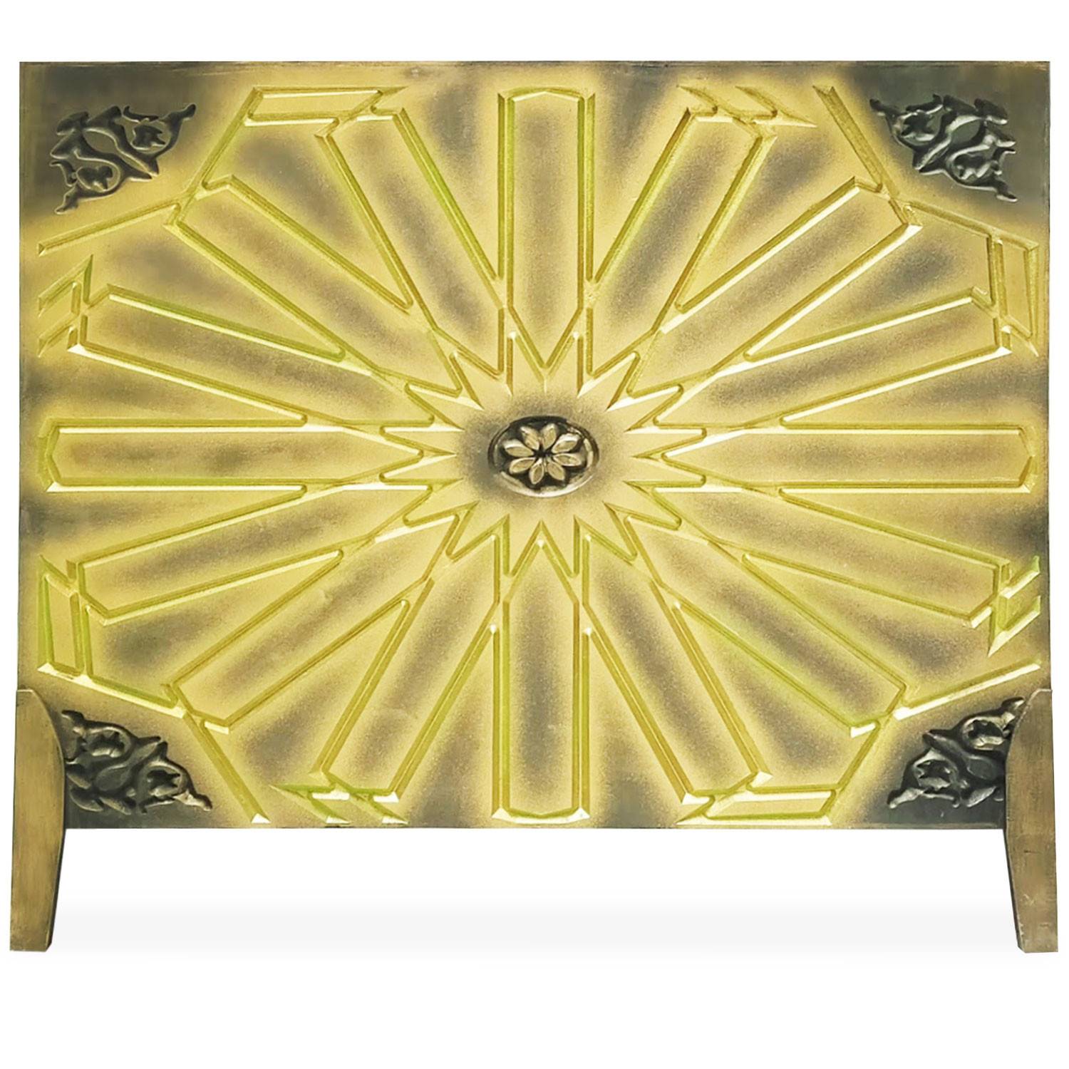 Tête de lit Solero 160cm Bois sculpté Bronze et Or | Leroy Merlin