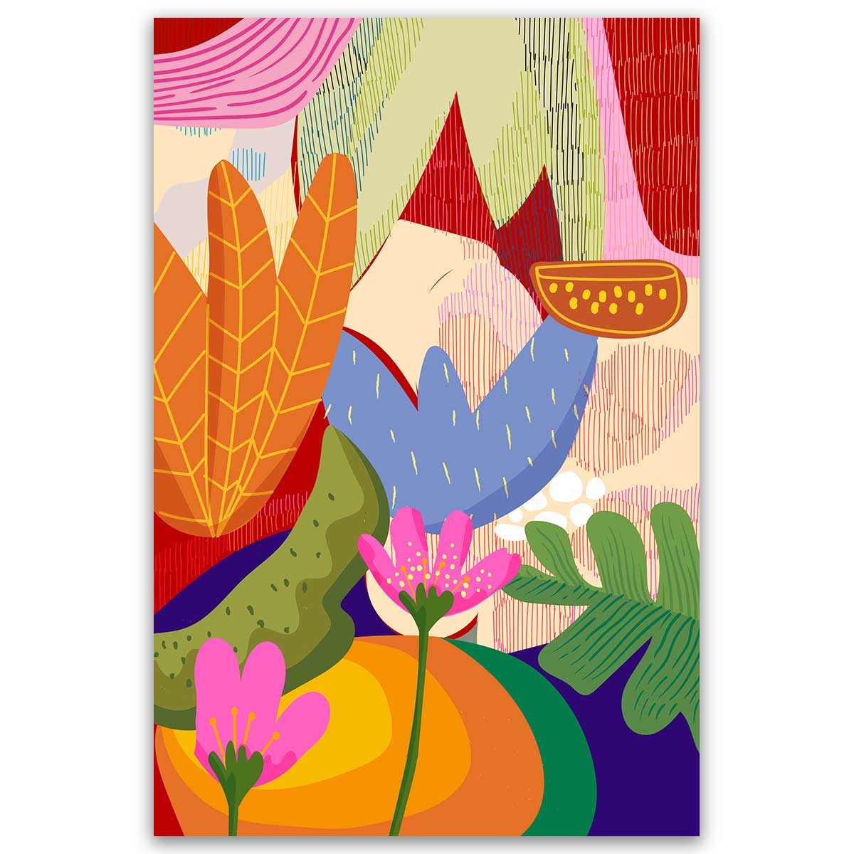 Tableau floral abstrait moderne coloré - 40x60cm | Leroy Merlin