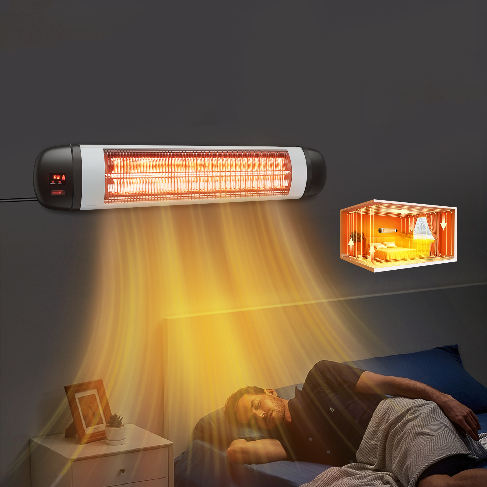 NETTLIFE Radiateur infrarouge radiateur infrarouge 2500W avec ...