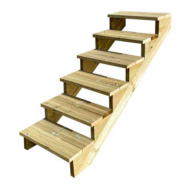 Escalera Exterior Madera A 105cm 6 peldaños P 29cm T 100cm | Leroy Merlin