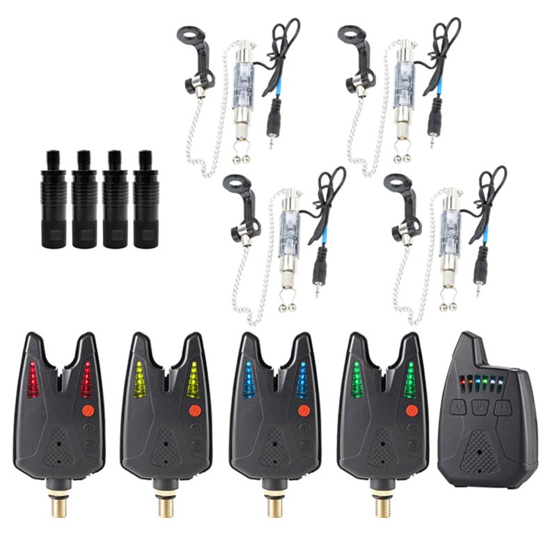 Alarma de pesca inalámbrica (1 receptor, 4 transmisores) + accesorios ...