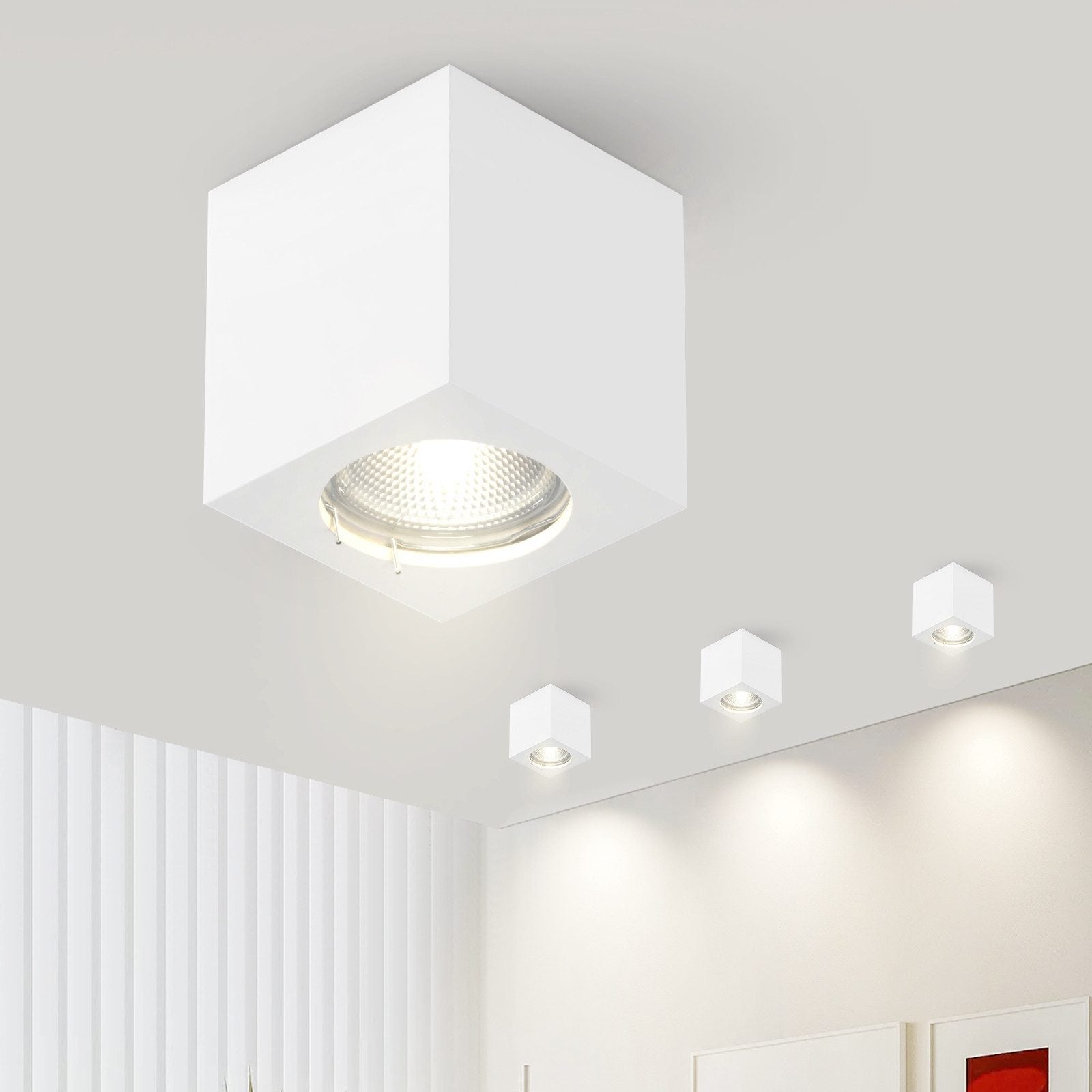 NETTLIFE Spot en saillie blanc GU10 spot en saillie carré 40W plâtre ...