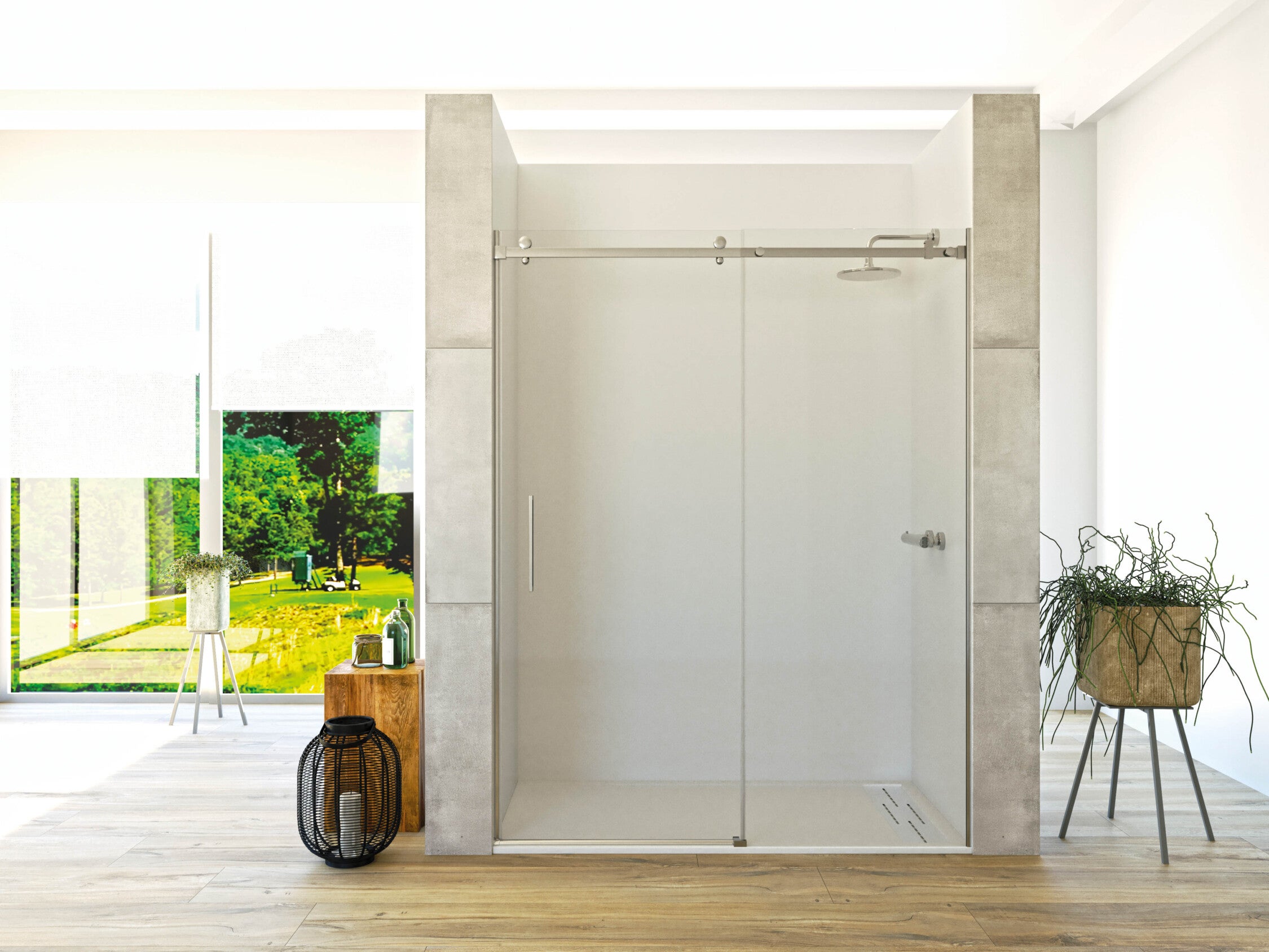 Mampara Acero Inoxidable. Mampara Corredera. Alto 200 cm. Cristal ...