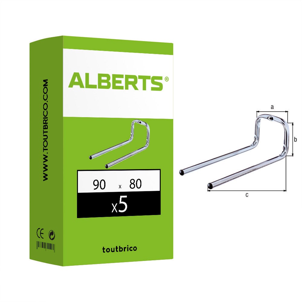 Boite 5 crochets muraux droits en acier double 9 x 8 x 20cm Ø12mm ...