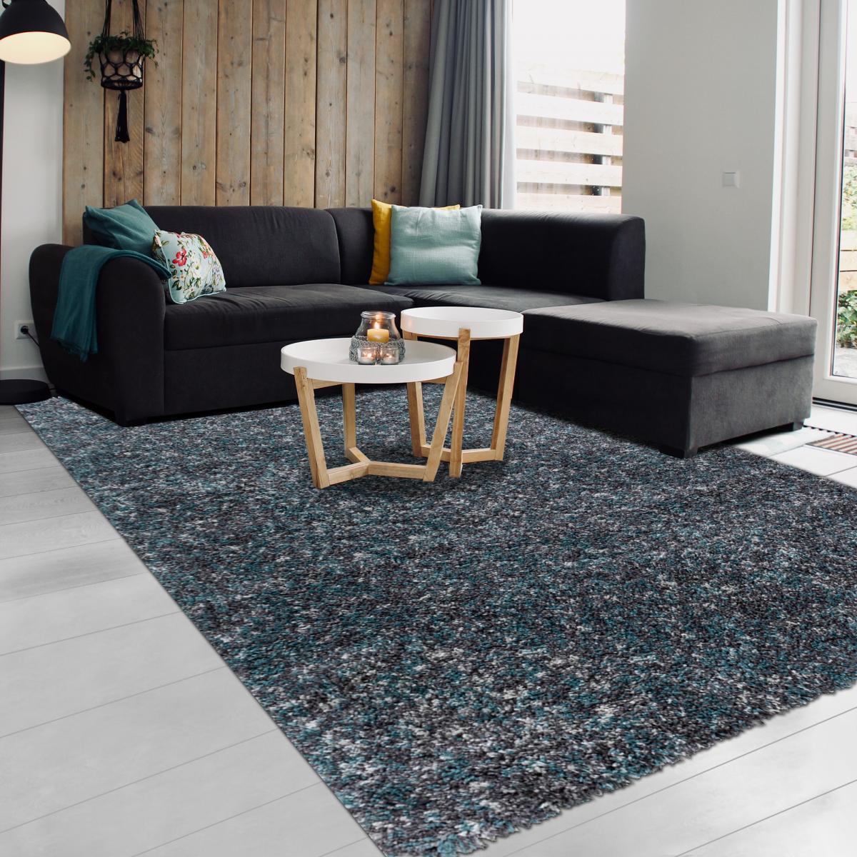 Tapis shaggy UNI D 80x250 bleu | Leroy Merlin