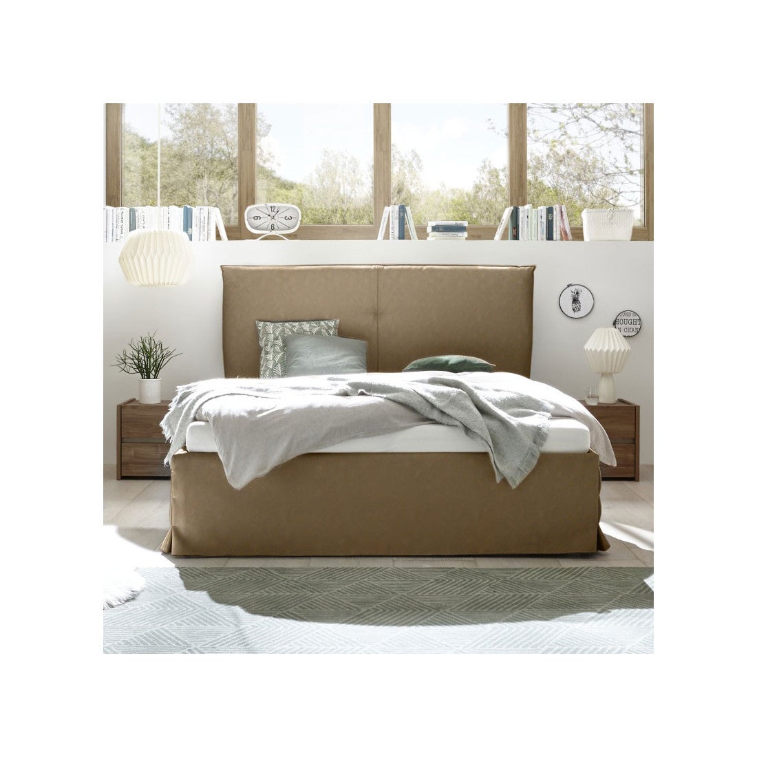 Cadre + Tête de lit 160*200 cm Simili cuir Tabac - ANIECE n°1 | Leroy ...