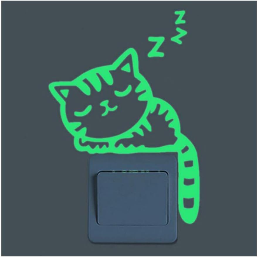 Sticker mural lumineux en forme de chat mignon pour interrupteur de ...