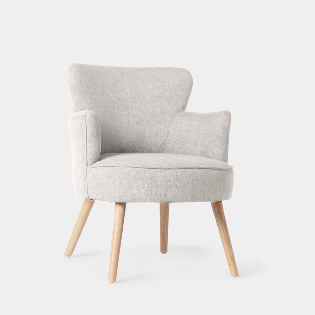 Fauteuil de lecture gris perle avec pieds naturels Megan | Leroy Merlin