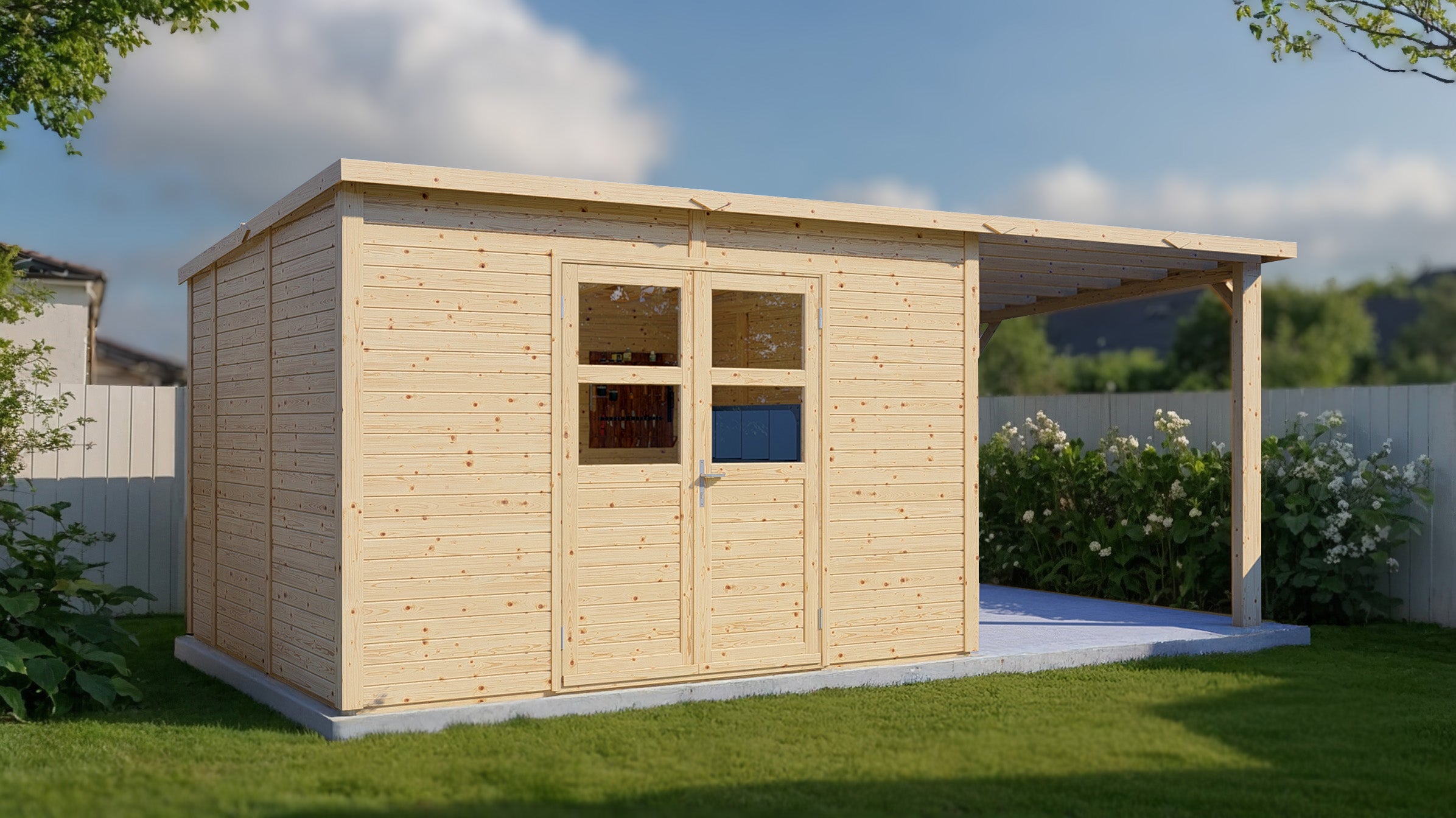 Abri de jardin BERTILO Borkum 2 Lounge avec plancher, Ep.19 mm, non ...