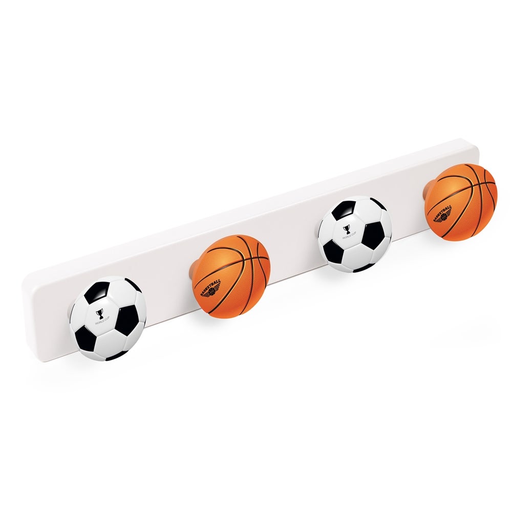 PERCHA Pared resina ABS Pomos PELOTAS DEPORTES FUTBOL BASQUET 410x60MM ...