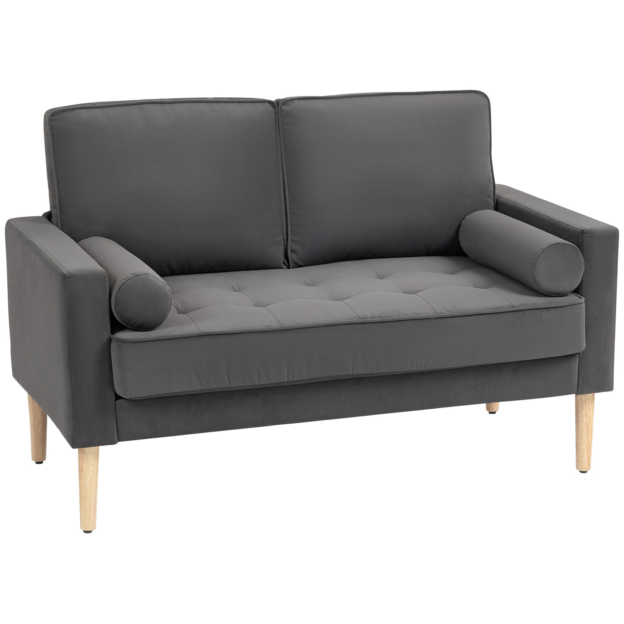 Canapé 2 places banquette moderne en velours 127 cm avec coussins épais ...