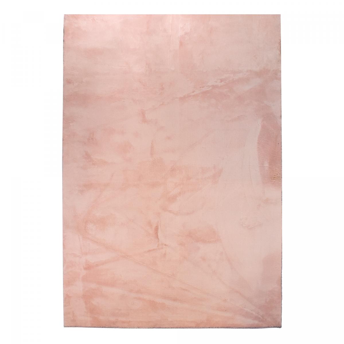 Tapis salon LAVABLE 200x290 soyeux et doux, tapis rose uni à l'aspect ...