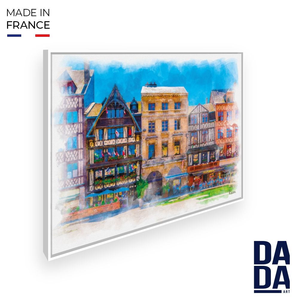 Tableau Maisons à colombages de Rouen / 45x60cm / Cadre Blanc ...