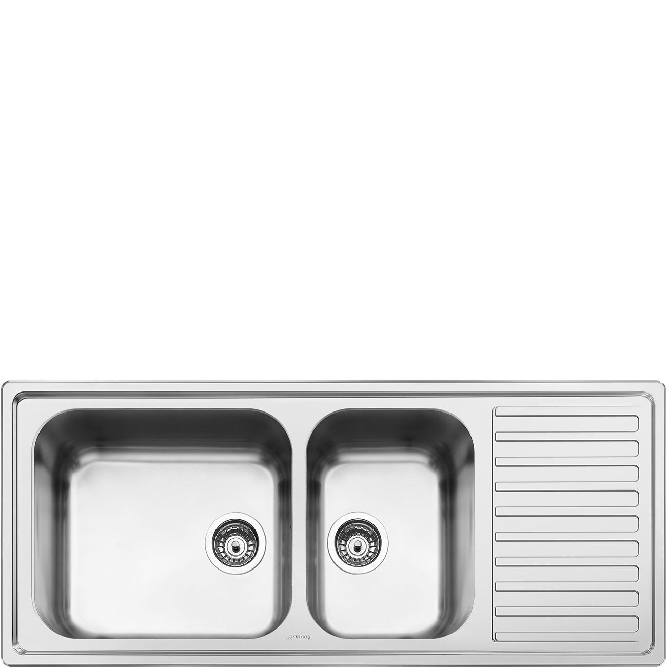 Evier à encaster 2 bacs avec égouttoir inox LG116D-2 Smeg | Leroy Merlin
