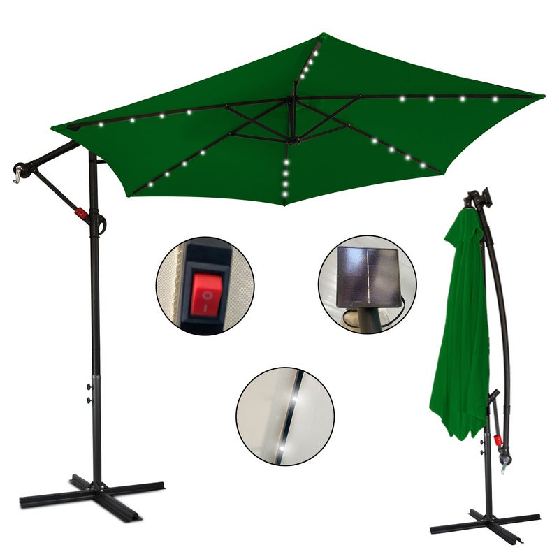 Parasol con LED Parasol voladizo grande con manivela 360° giratorio ...
