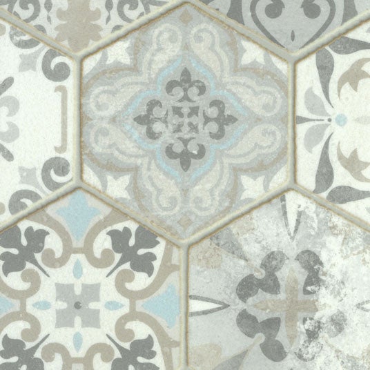 Sol vinyle Textile effet carrelage hexagonal - Rouleau de 2m x 23m ...