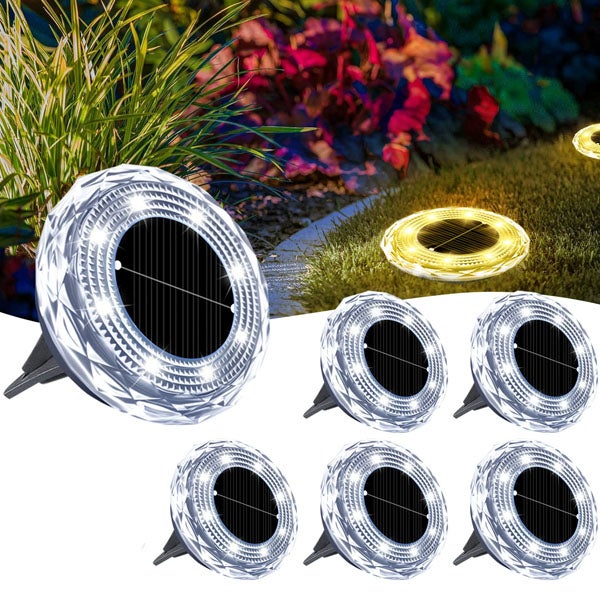 Juego de 6 luces solares subterráneas, luces decorativas, luces de ...