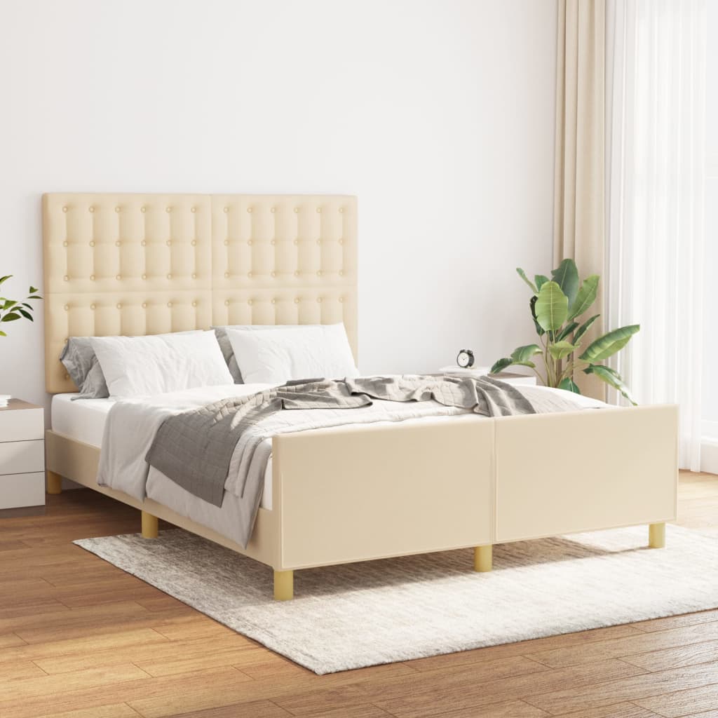 Estructura de cama con cabecero de tela color crema 140x190 cm | Leroy ...