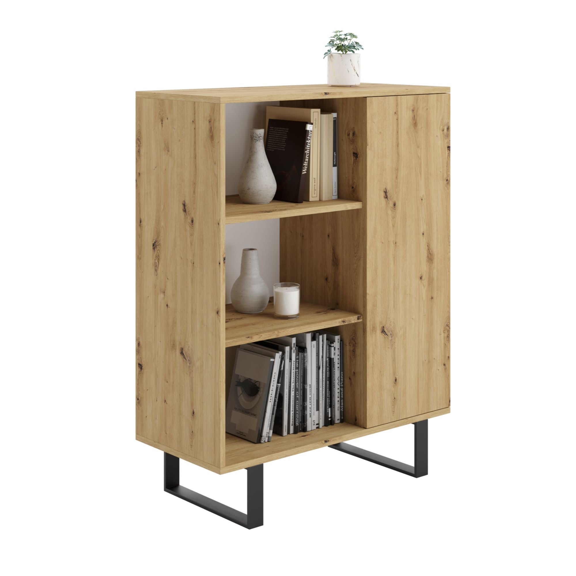 Librería Color Roble artesanal 90x116x40 cm – Estilo Escandinavo con 3 ...