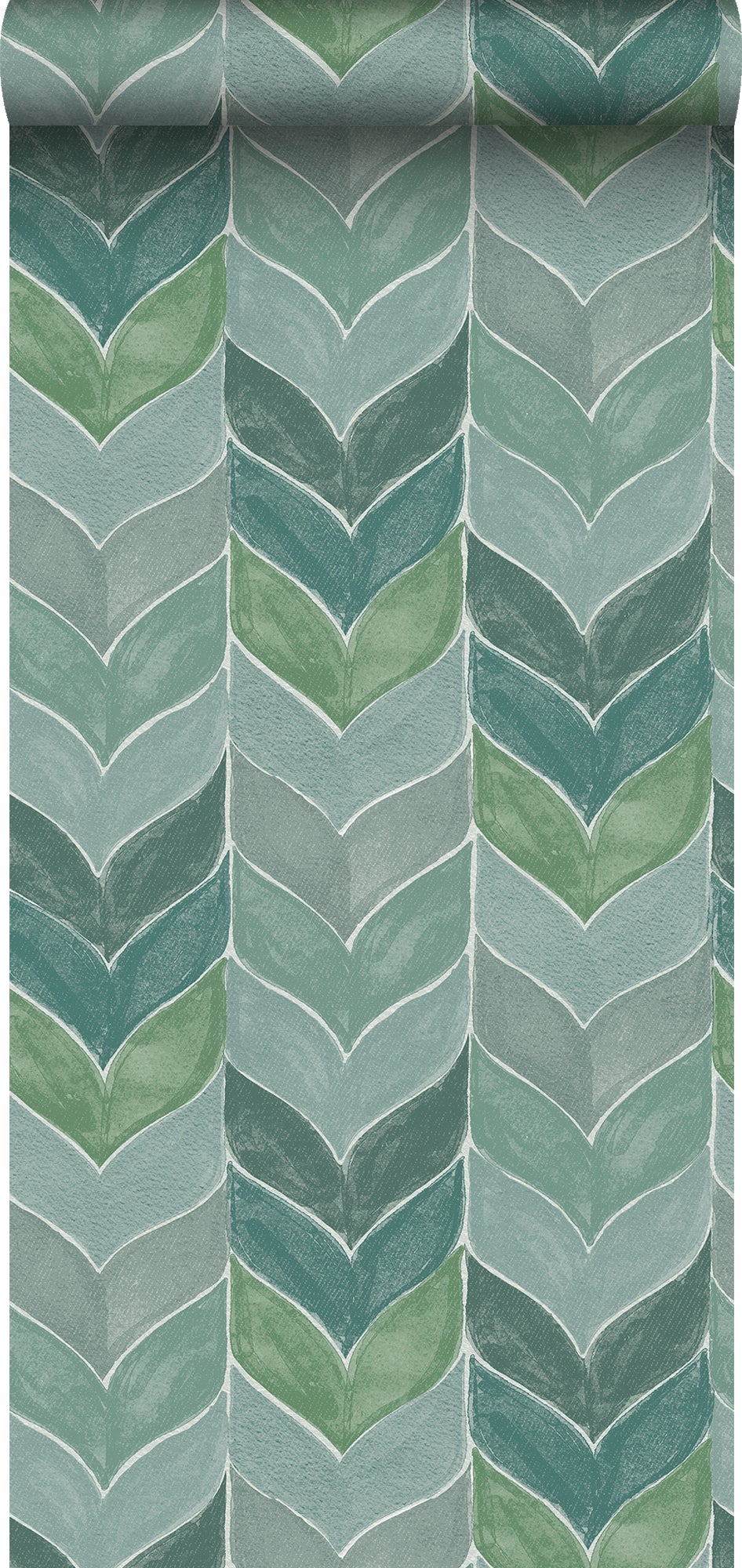 Papel pintado motivo gráfico verde - 53 cm x 10,05 m - Sanders ...