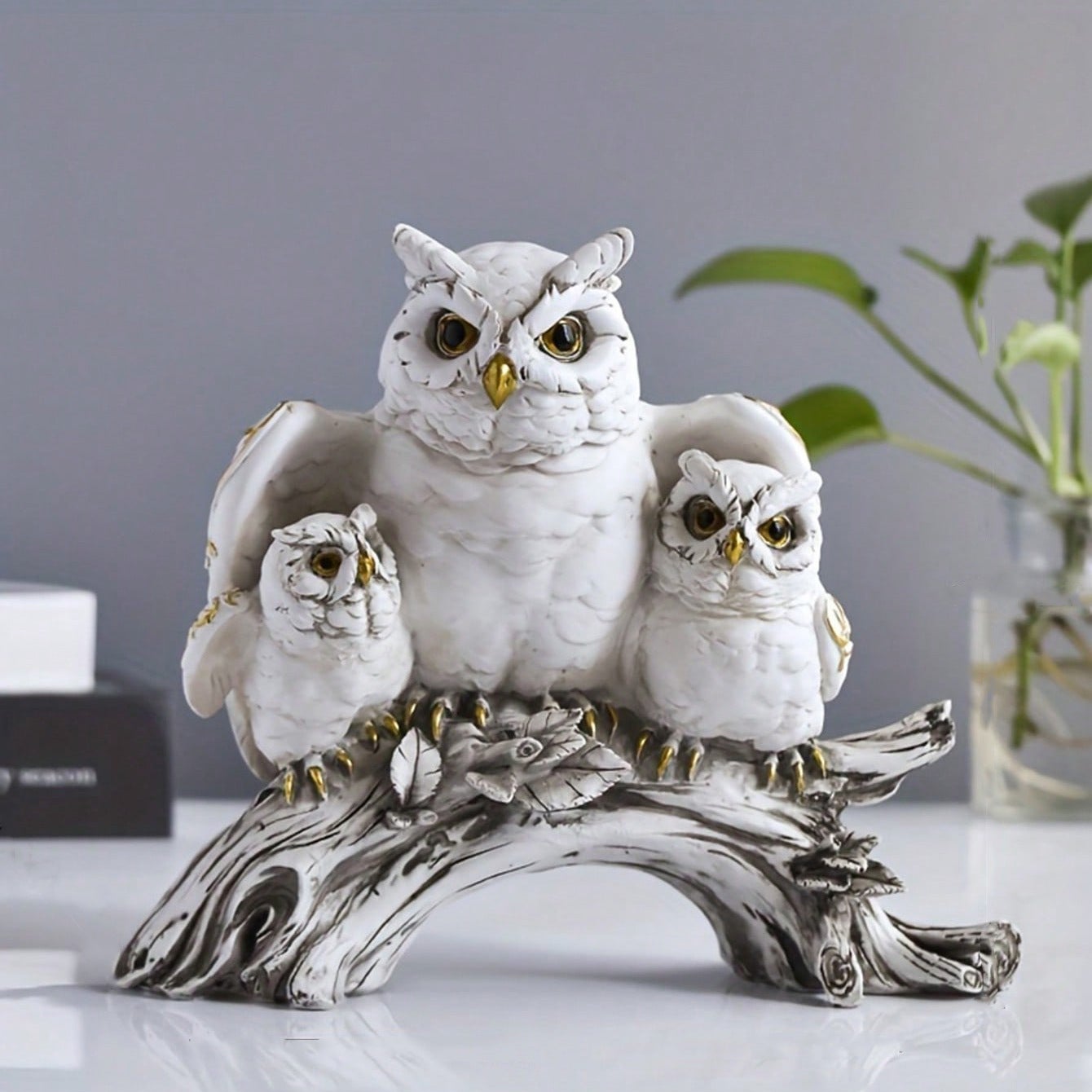 (19,5 cm x 16,5 cm x 8 cm)Figurines de hiboux, décorations de hiboux ...