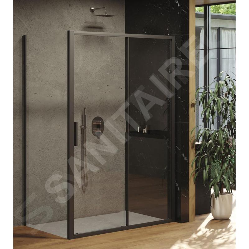 Ravak Blix - Paroi de douche BLSPS-90, 885-900 mm, noir/verre clair ...