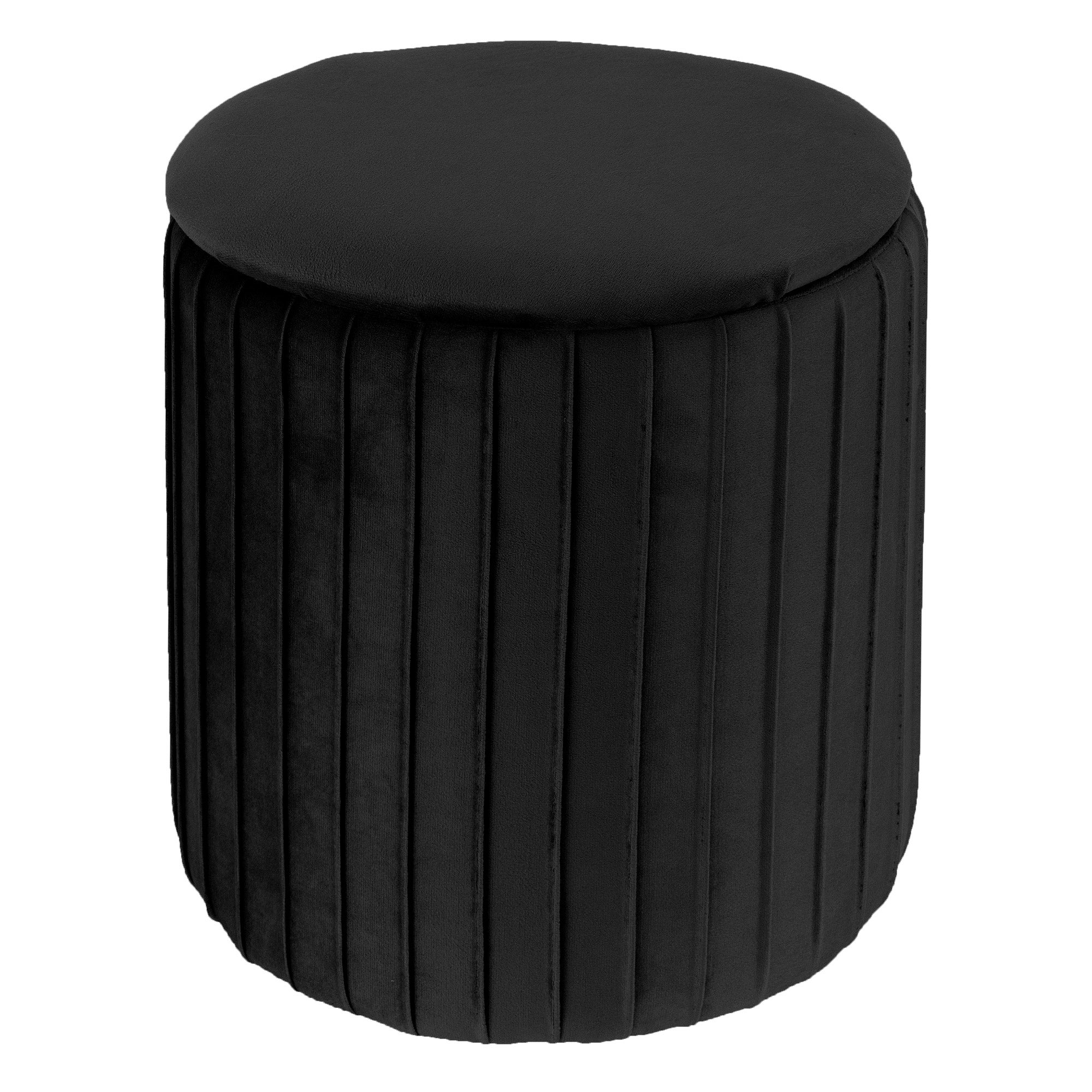Tabouret Avec Rangement Ø 34x37 Cm Tissu Velours Noir | Leroy Merlin