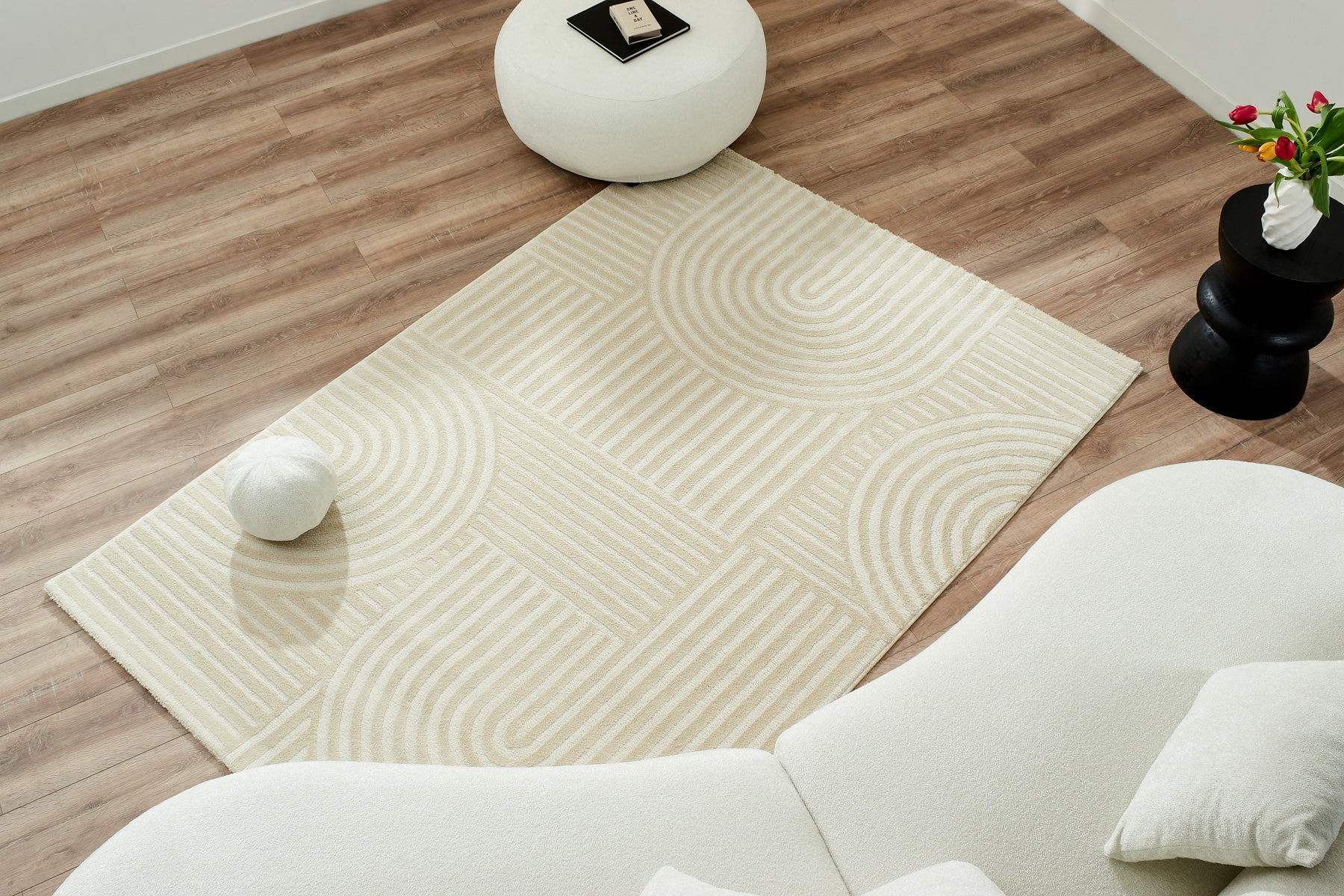 Tapis de salon - Beige - Graphique - Bianca - 120x160 cm | Leroy Merlin