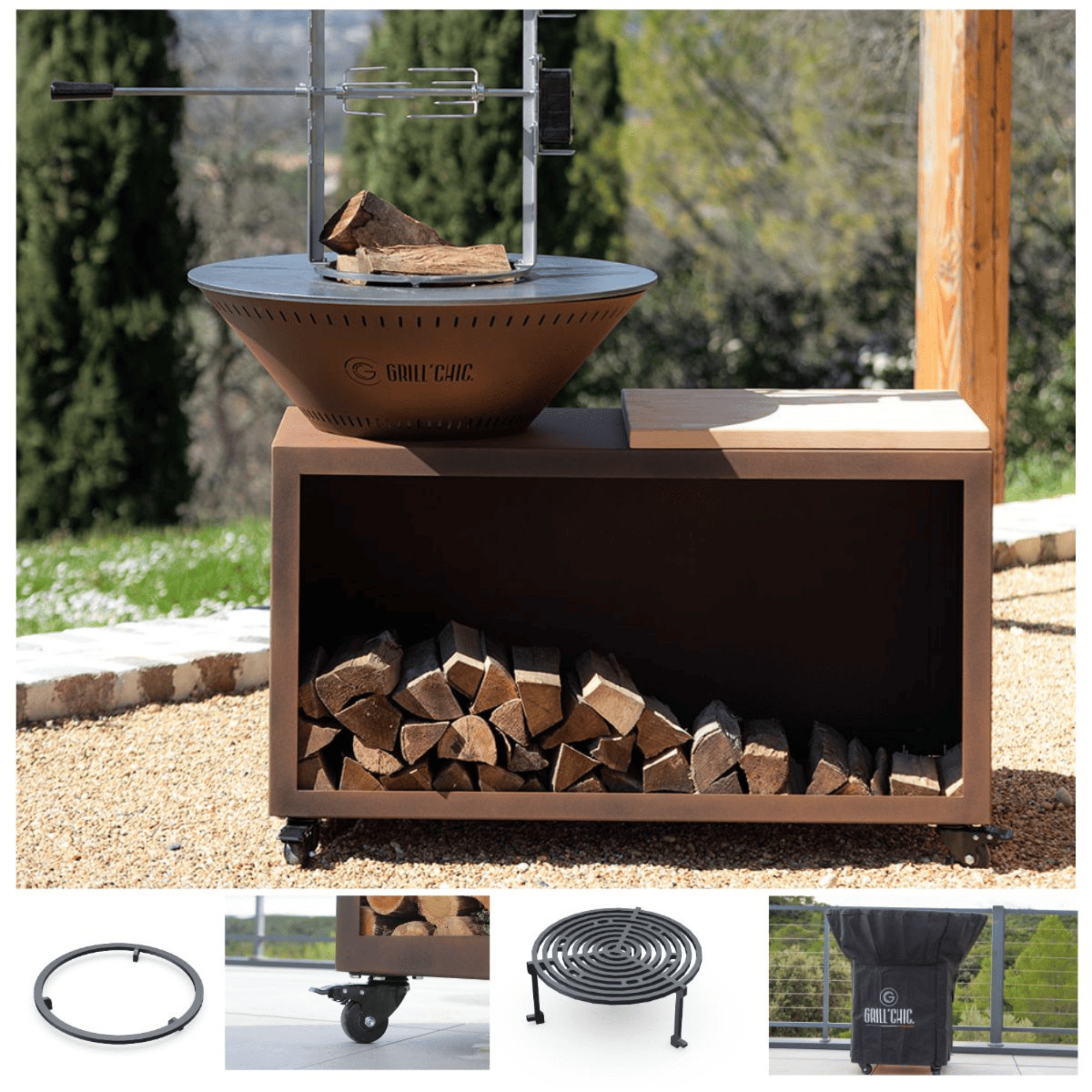Pack Printemps Brasero Traditionnel Acier 103 Imitation Corten Double ...