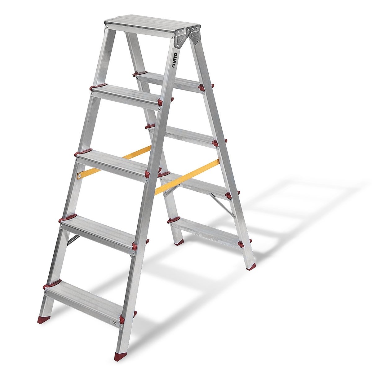 Scala a gradini in alluminio 2 X 5 gradini Carico 150 kg Altezza 1,14 m ...