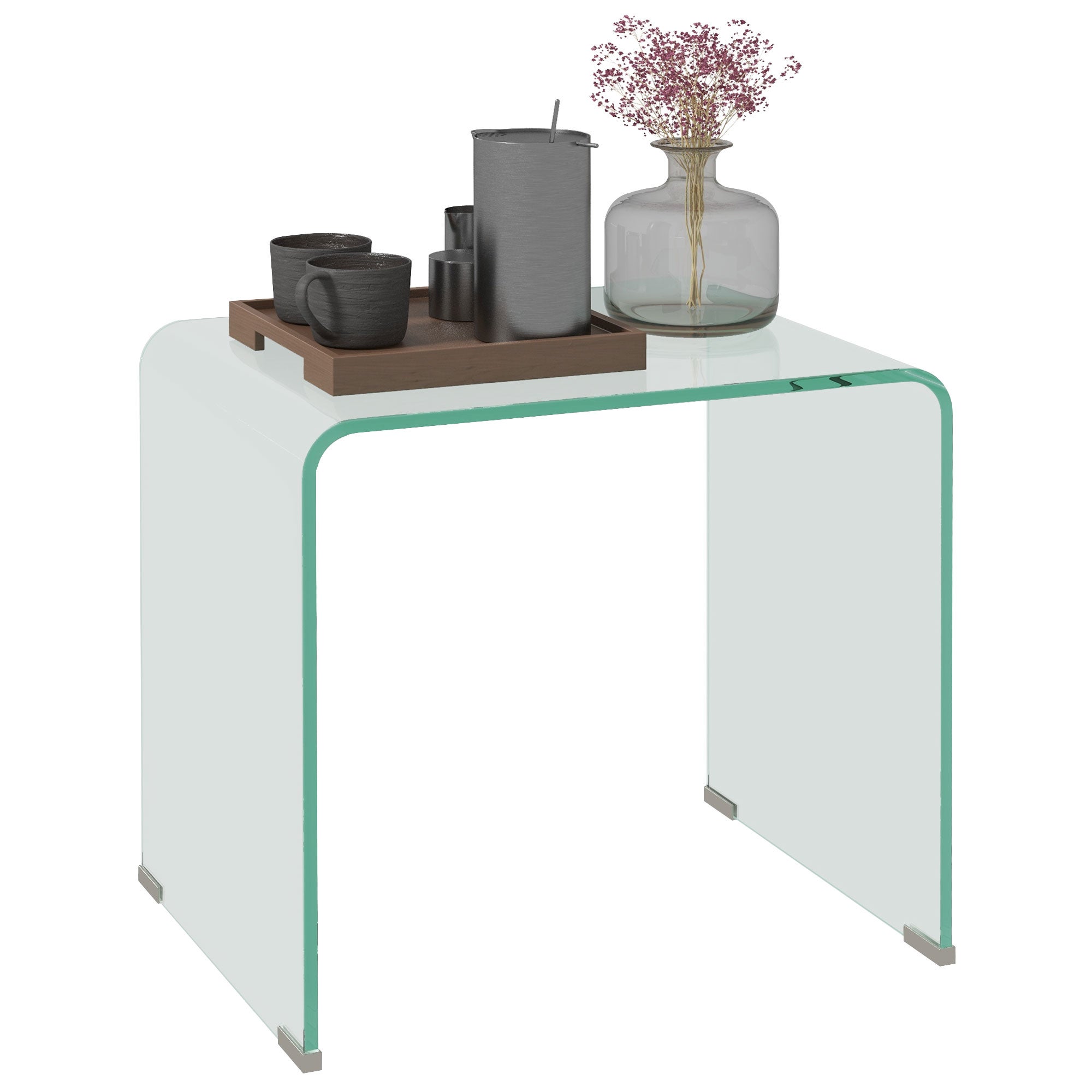 Table basse moderne en verre trempé pour salon, design monobloc, 50 x ...