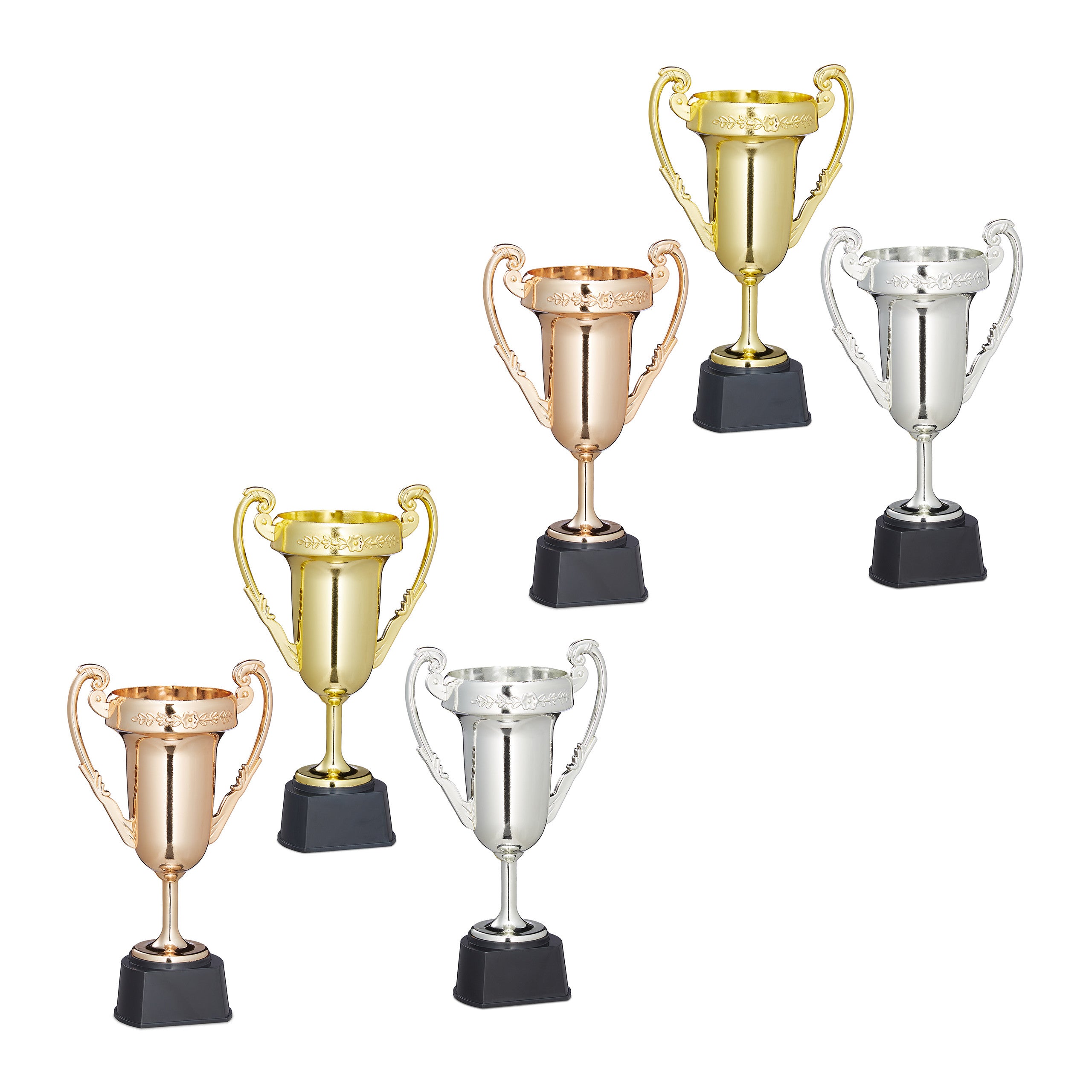 Relaxdays Set de 6 Copas de Trofeo, Ceremonia de Premio, Torneos ...