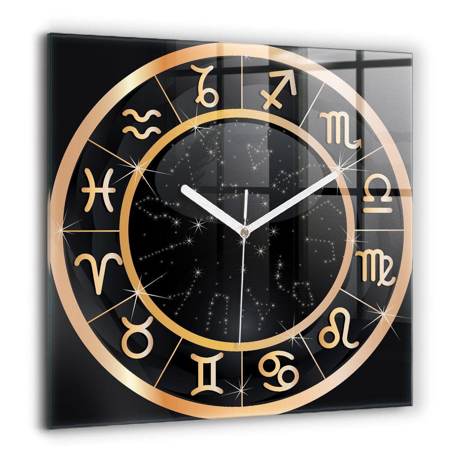 Horloge ronde en verre imprimé | Conseils blancs | 60x60 | Signes du ...
