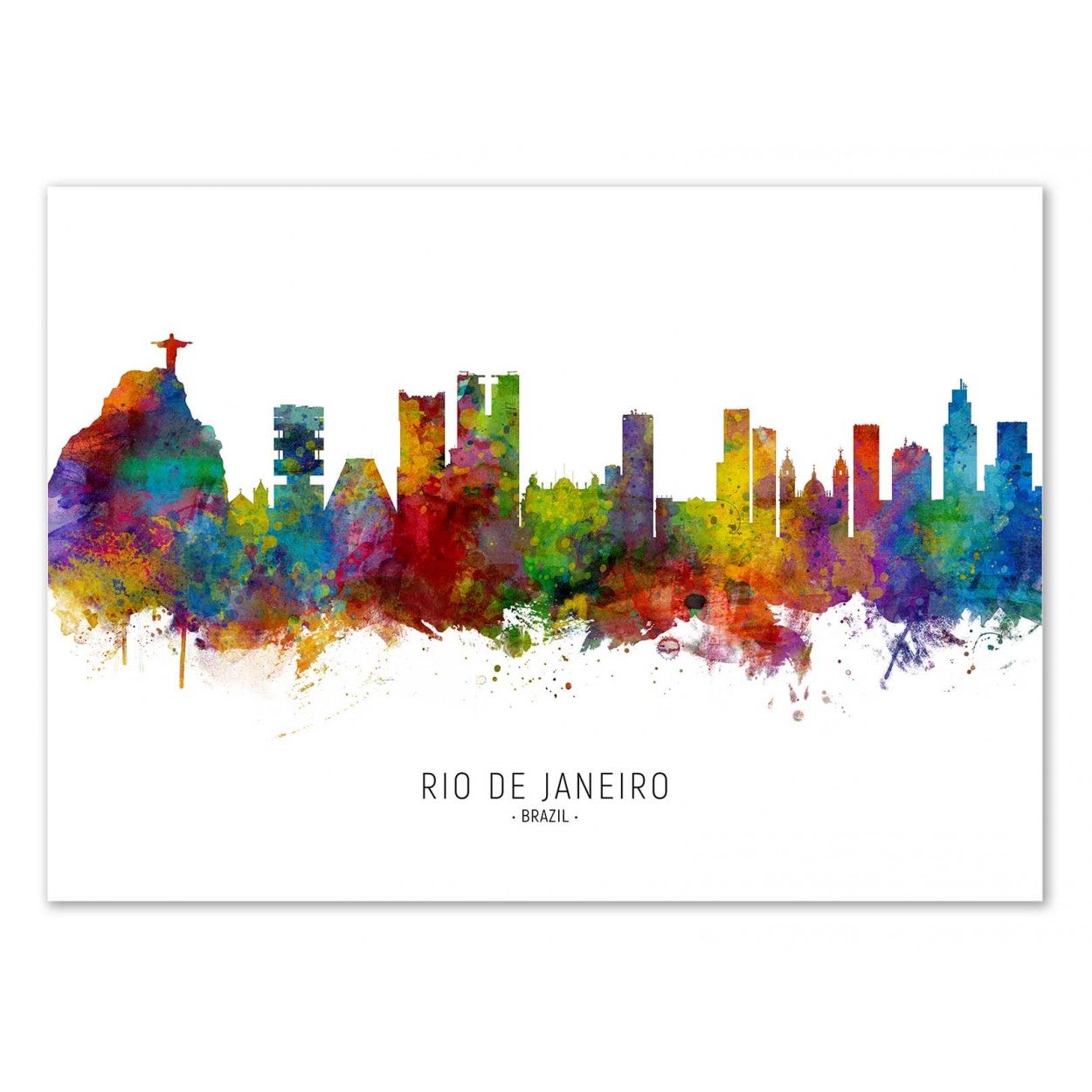 Art-Poster - Rio de Janeiro Brazil Skyline (Colored Version) - Michael ...