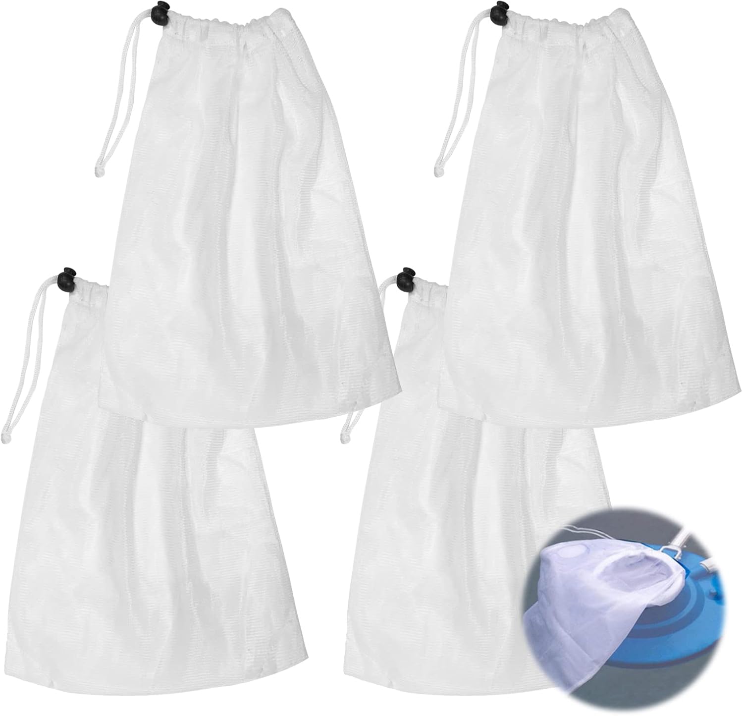 4 x Swimming Pool Cleaning Bags, Fine Mesh Filter Bags for Pool Vacuum ...